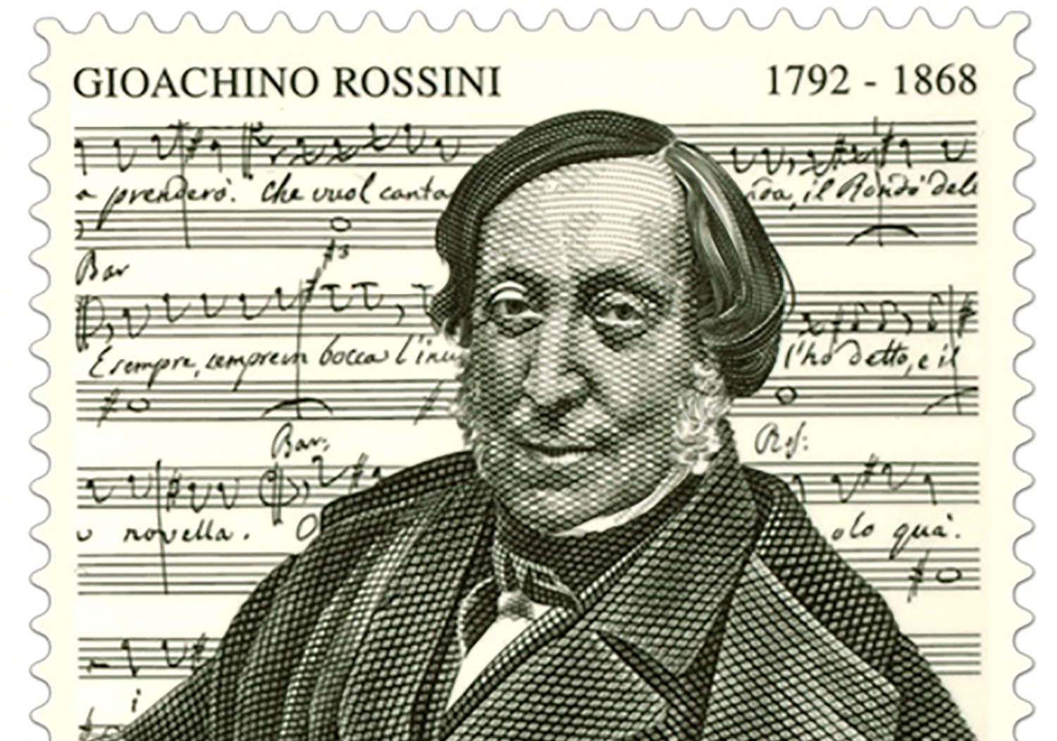 Un francobollo dedicato a Gioachino Rossini nel 150° anniversario della ...